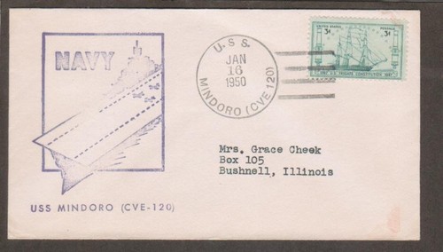 USS Mindoro CVE 120 January 16 1950 (N35987) Rubber Stamped Cachet | eBay