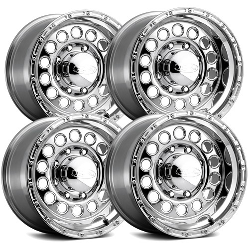 (4) Raceline 887 Rock Crusher 16x10 8x6.5" -24mm Polished Wheels Rims ...