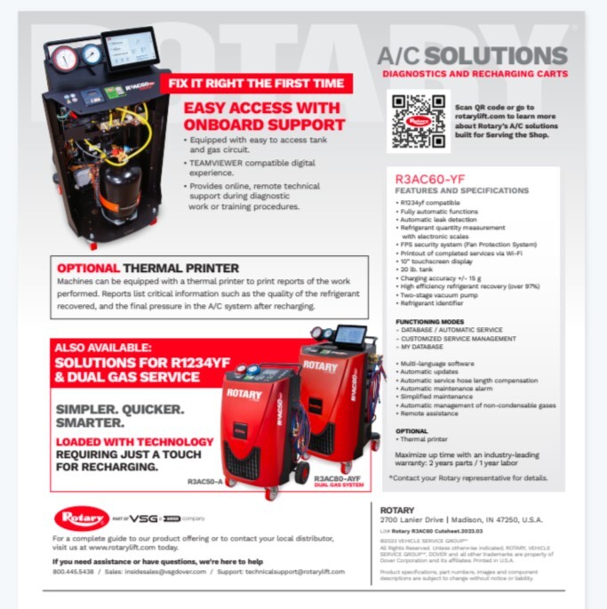 ROTARY - AC SERVICE MACHINE - R3AC60-YF | eBay