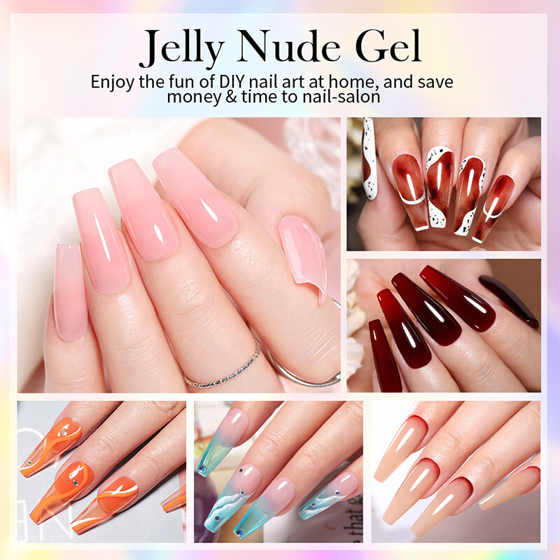 BORN PRETTY Jelly Nude Gel Nail Polish 10ml Translucent Soak Off UV ...