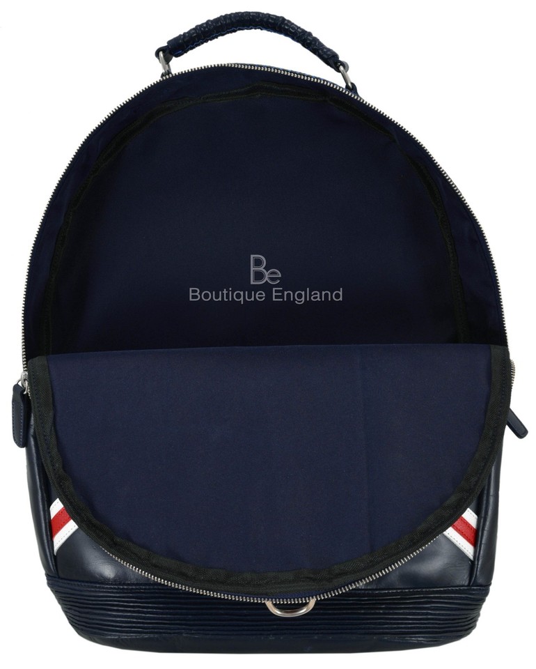 Union Jack Leather Backpack Navy Blue Perforated Classic Style 100% ...
