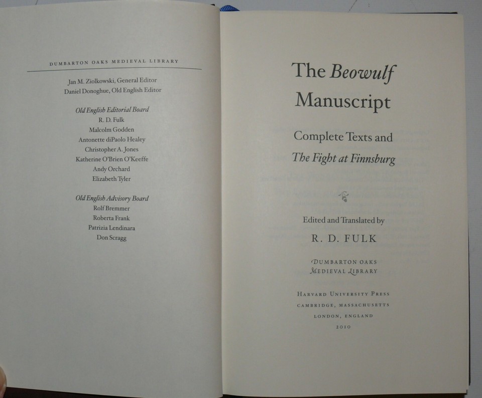 Beowulf Manuscript Complete Text Fight Finnsburg Dumbarton Oak Medieval ...