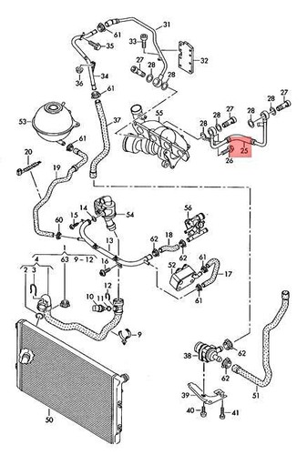 Genuine VW AUDI SEAT SKODA Bora Eos Golf Cabriolet R32 Coolant Pipe ...