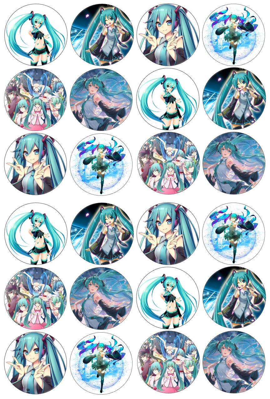 24 Anime Edible Cup Cake Toppers - Miku Hatsune - Not PRECUT | eBay UK