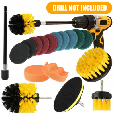 17pcs/Set Car Drill Brush Wash Auto Detailing Cleaning Kit Engine Wheel ...