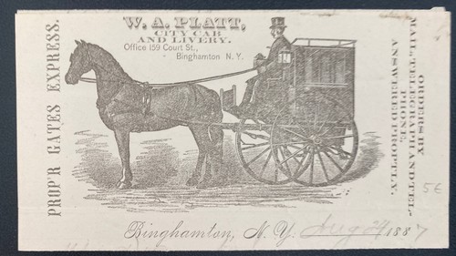 Binghamton NY USA Advertising Letter WA Platt City Car & Livery 1887 | eBay