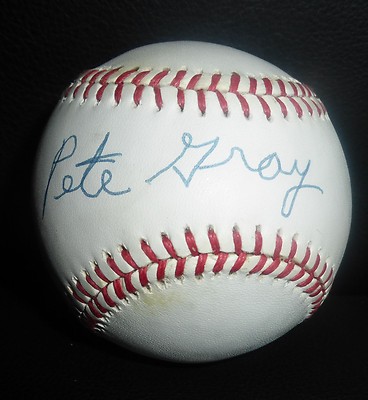 Pete Gray Signed St. Louis Browns Baseball PSA/DNA COA 1945 1 Arm ...