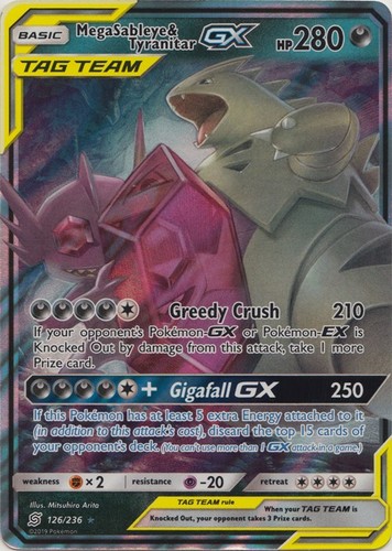 NM-Mint, English Pokemon Holo Mega Sableye & Tyranitar Tag Team GX ...