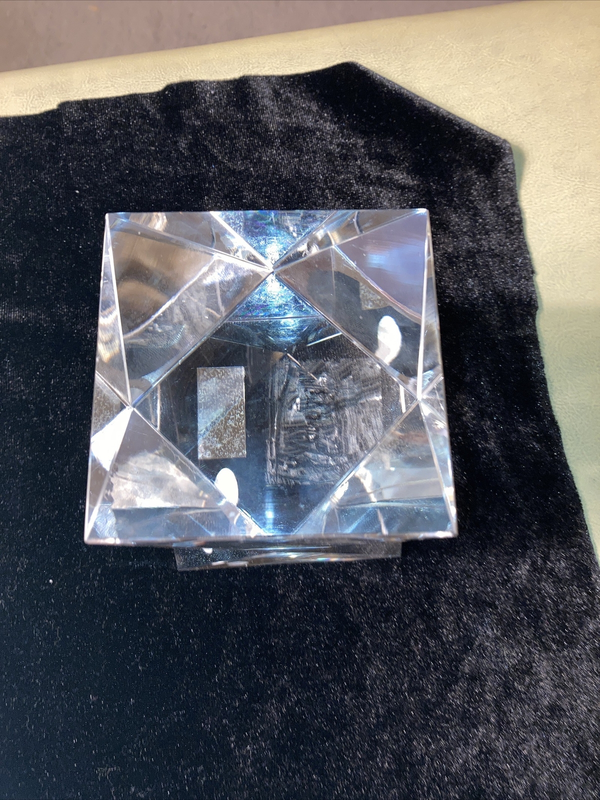 geometric Clear glass-paperweight Weight 2.13 0z. 4” Inches Tall 3 ...