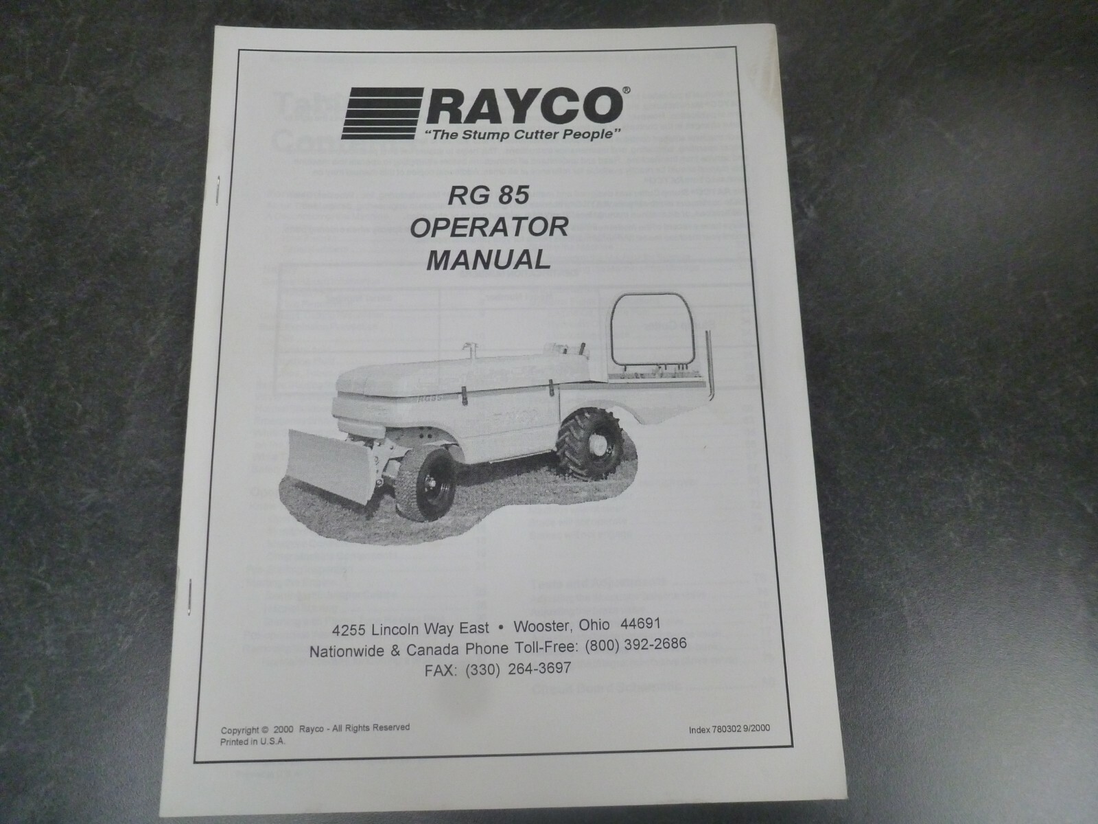 Rayco RG 85 Stump Cutter Grinder Owner Operator Maintenance Manual | eBay
