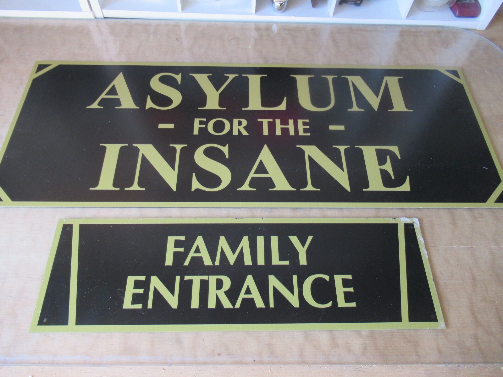 ASYLUM FOR THE INSANE / FAMILY ENTRANCE LG DORM ROOM SIGN FRATERNITY ...