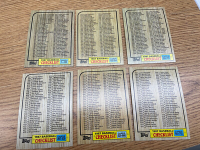 1987 Topps Baseball Complete Set Of 6 Checklists Cards | eBay