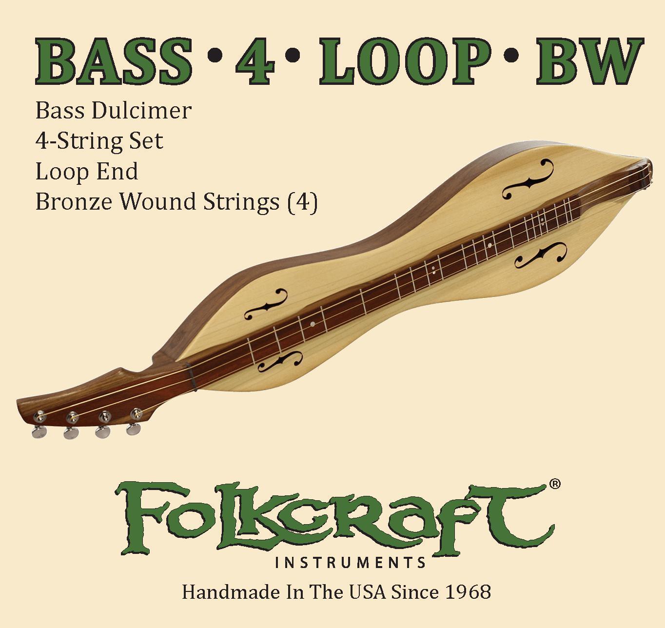 Folkcraft® Mountain Dulcimer String Set, Bass, Loop Ends (.022"BW .022 ...