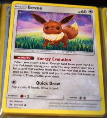 Eevee # 101/149 Sun & Moon Base Set Pokemon Trading TCG Game Cards NM ...
