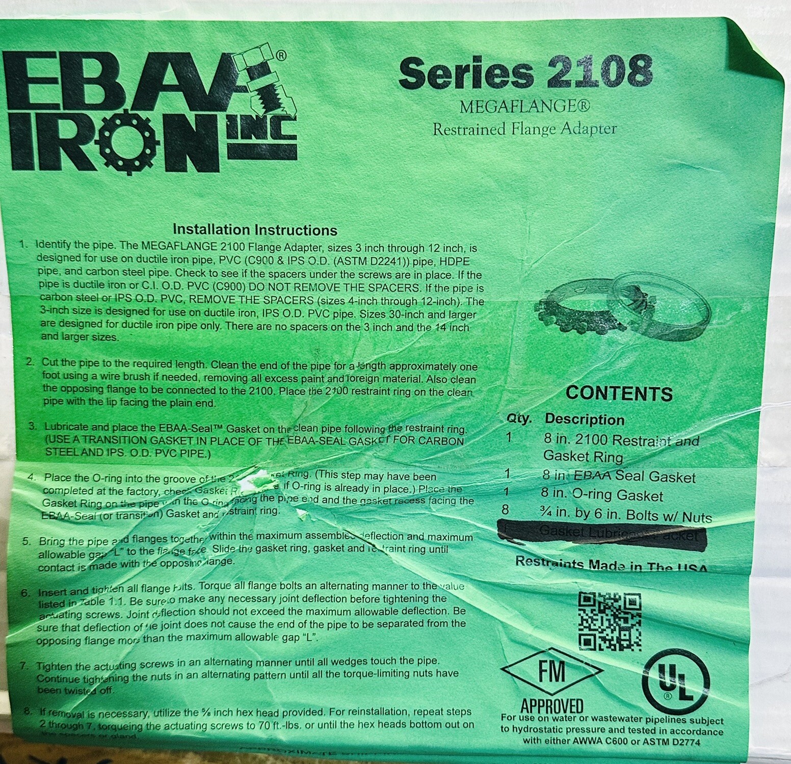 EBAA IRON SALES MEGAFLANGE SERIES 2106 8" RESTRAINED FLANGE ADAPTER | eBay