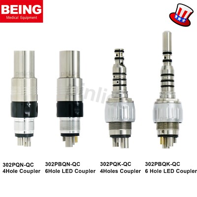 US BEING Dental LED Coupling 4/6Hole Adapter Fiber Optic High Speed For ...