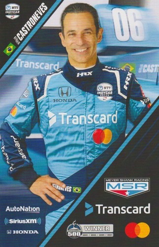 2021 Helio Castroneves Transcard Nashville Indy Car Blankback Hero Card ...