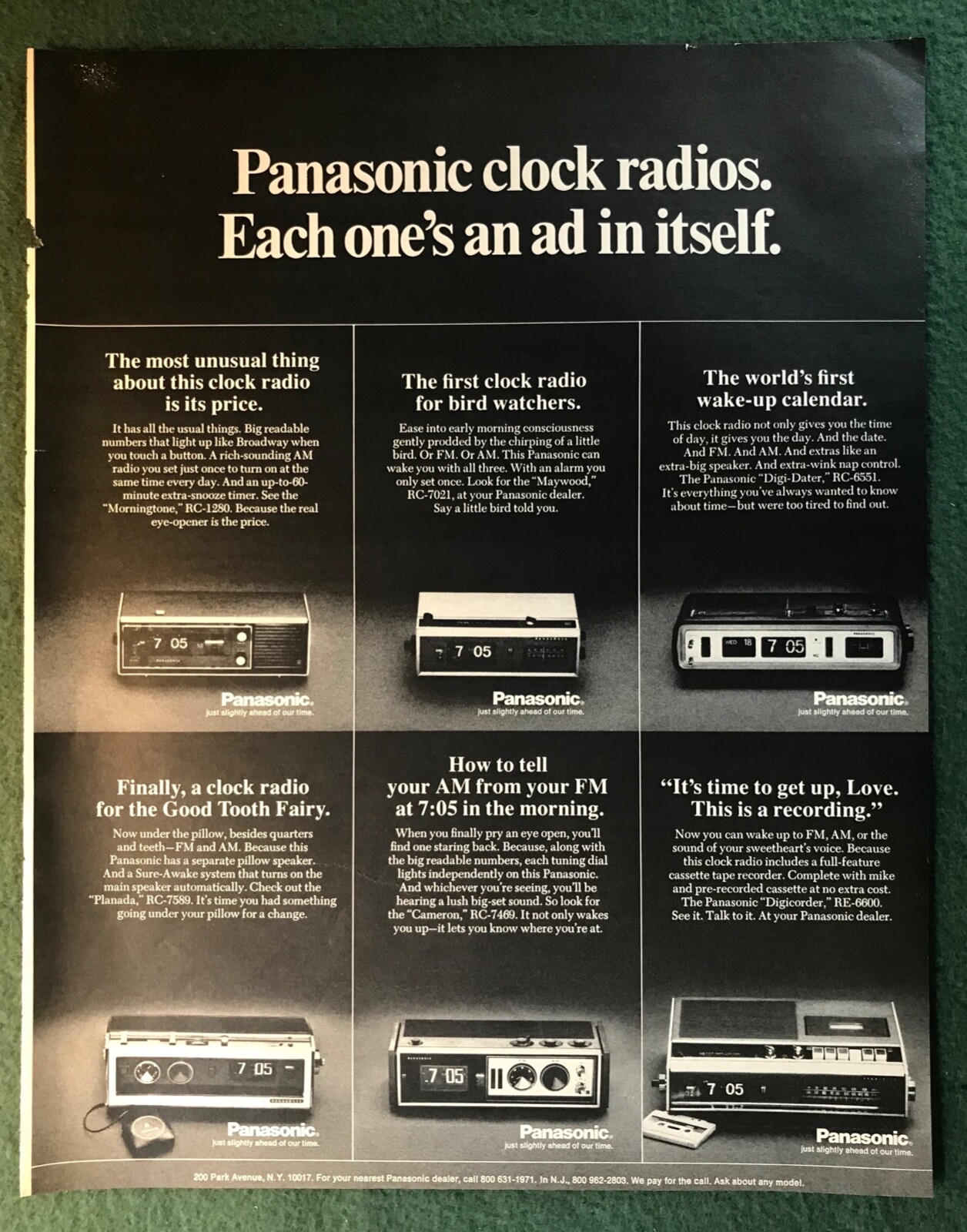 vintage 1970s large size magazine print ad PANASONIC Clock Radios old ...