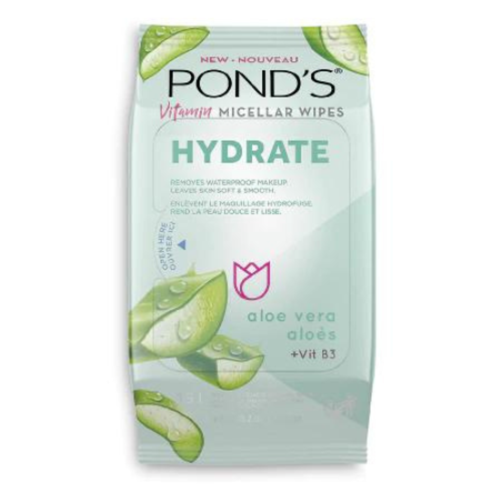 Ponds Vitamin Micellar Facial Wipes Hydrate 15ct Aloe Vera + Vit B3 - 3 ...