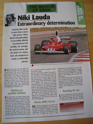 NIKI LAUDA AUSTRIAN WORLD CHAMPION FERRARI CAR POSTER INFO ADVERT A4 ...