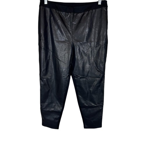 Joan Rivers Regular Signature Faux Leather Ankle Pants Solid Black ...