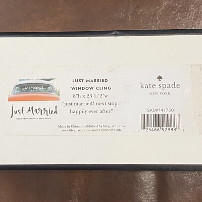 Kate Spade Just Married Car Decal Window Cling 8” X 23.5” White Classic ...