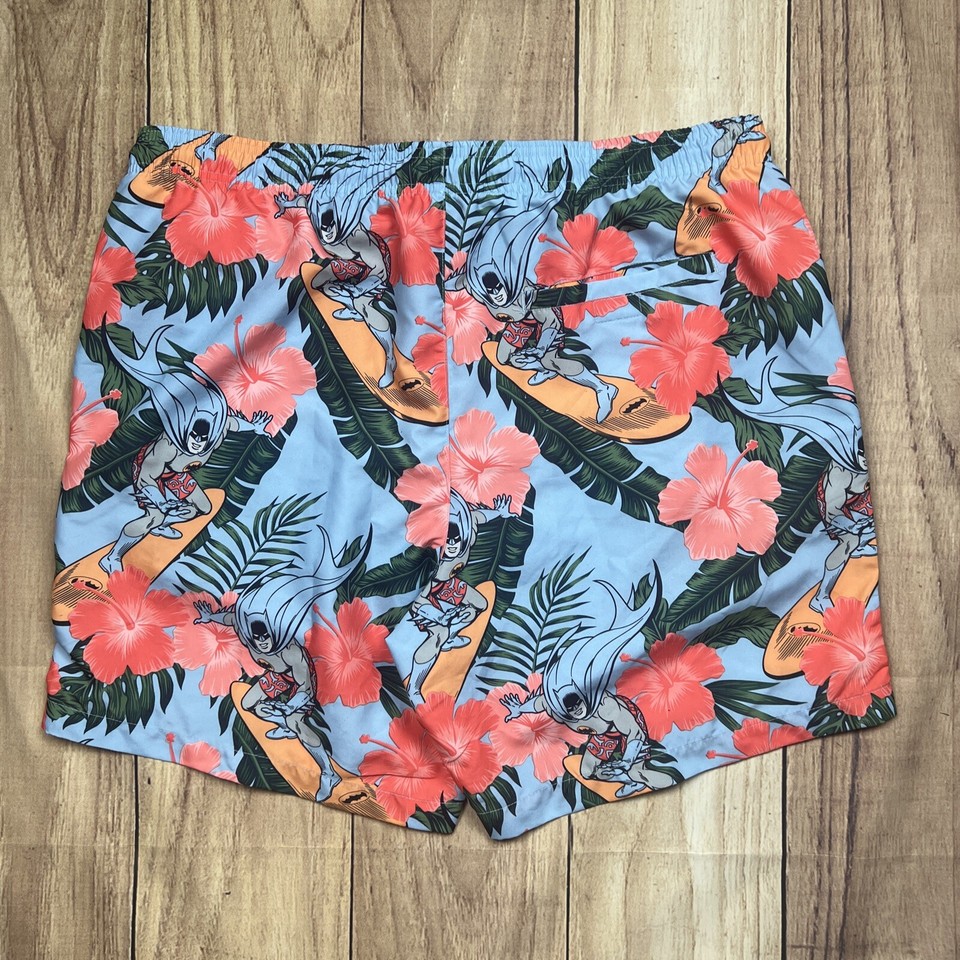 BATMAN Elastic Waist Mesh Lined Floral Blue Men's Size Large | eBay