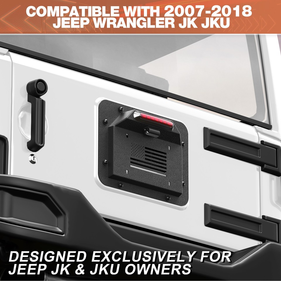 Spare Tire Delete License Plate Relocation W/ Lights For Jeep Wrangler ...