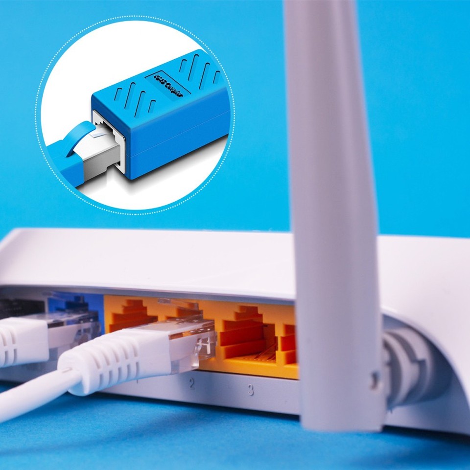 5pcs Rj45 Network Double Connector Network Pass-through Connector Blue ...