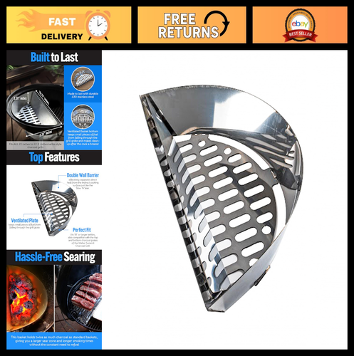 Charcoal Inserts for Kettle Grills - Stainless Steel Slow & High-Heat ...