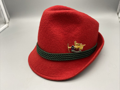 Capo Red Felt Alpine Hat Austria Tyrolean Bavarian Capello Trilby ...