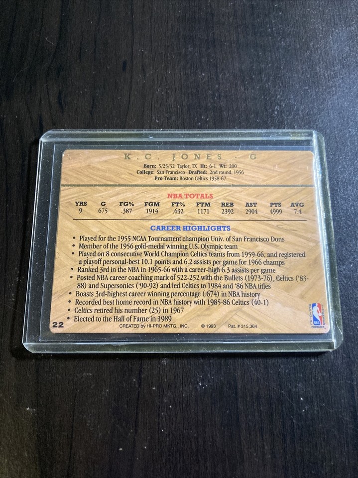 K.C. Jones BASKETBALL HALL OF FAME ACTION PACKED CARD NBA 1993 T8-350 ...