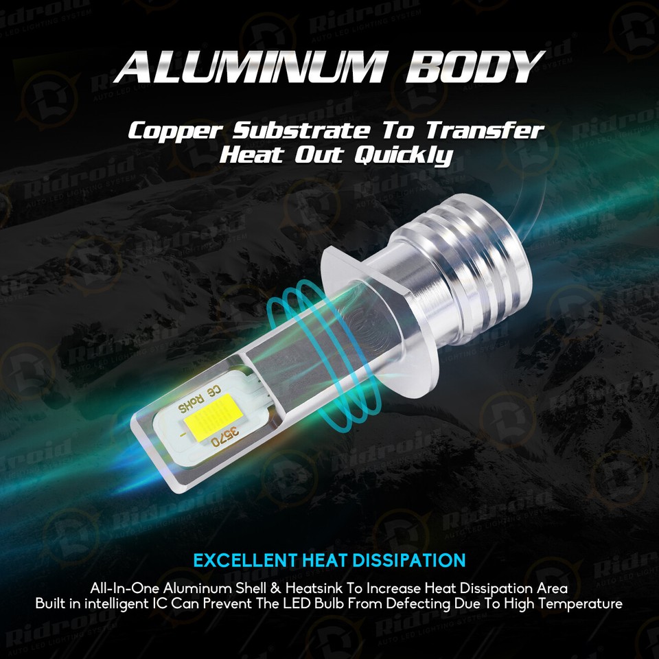 2x H1 LED Headlight Bulb Kit High Low Beam Fog Lamps Super Bright 6000K ...