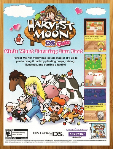 2008 Harvest Moon DS Cute Print Ad/Poster Authentic Official Nintendo ...