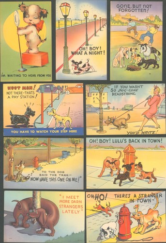LOT OF 9 FUNNY DOG COMIC POSTCARDS FROM THE 1940-50s | eBay