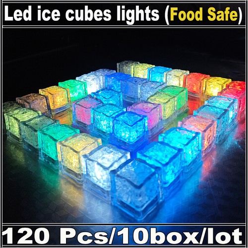 120Pcs Reusable Multi Color Flash Light Up Ice Cube LED Glow Ice Cube ...