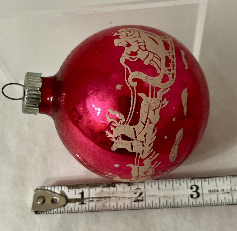 Vintage Shiny Brite Santa & Sleigh Stencil Mercury Glass Ornament ~ | eBay