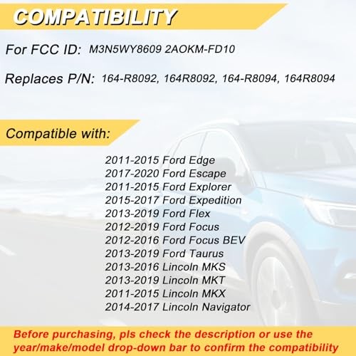 M3N5WY8609 Key Fob Replacement for 2012-2019 Ford Focus, Edge | eBay