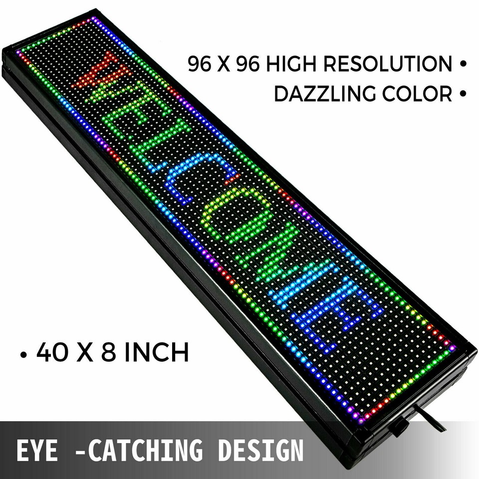 LED Sign 40" X 8" Scrolling Message Display Board 7 Color Programmable ...