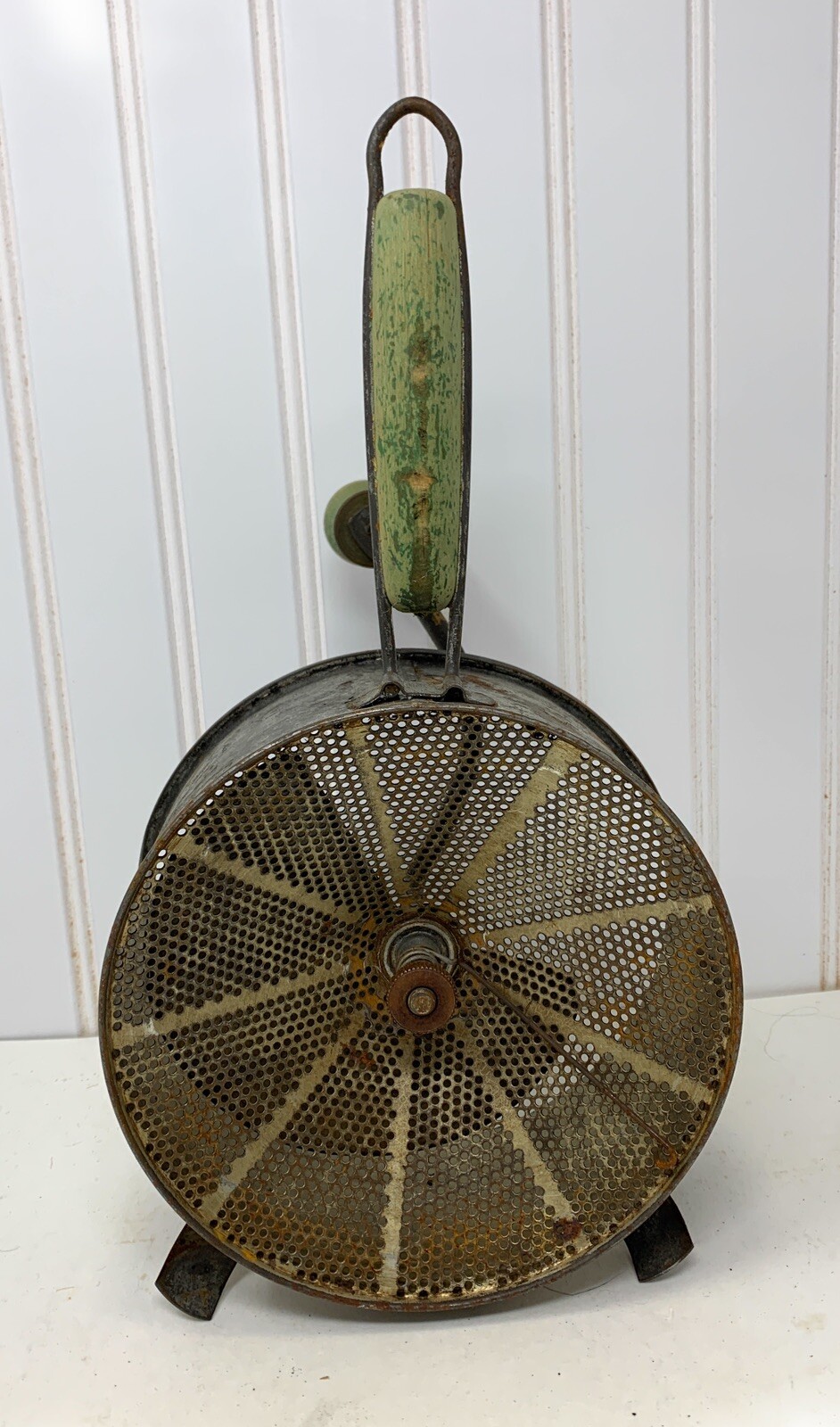 Vintage Food Mill Masher Ricer Applesauce Maker w/ green Wood Knob ...