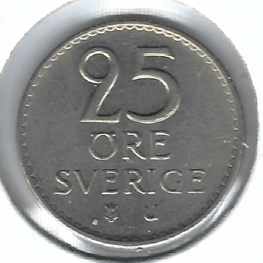 1965 Sweden 25 Ore Gustaf VI Copper-Nickel Coin! | eBay