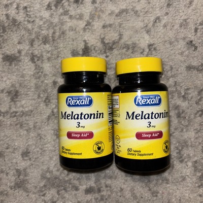 Lot Of 2 Rexall Melatonin - 3mg - 60 Tablets - Sleep Aid - Exp 3/31/25 ...