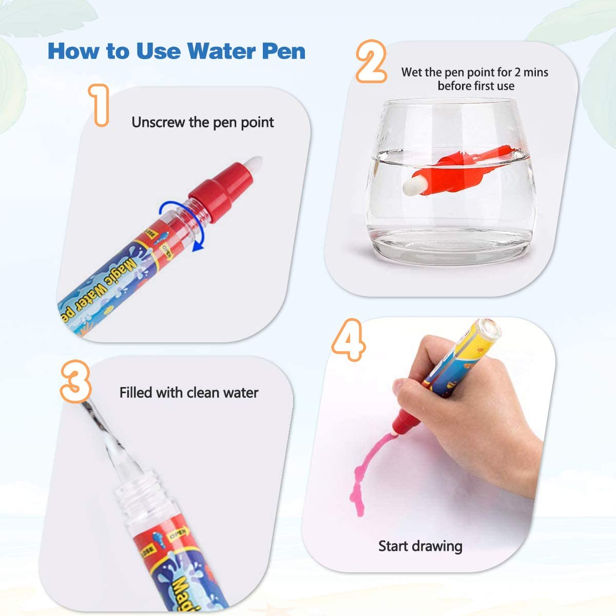 8 Pieces Water Doodle Pens Replacement Water Markers, Drawing Doodle ...