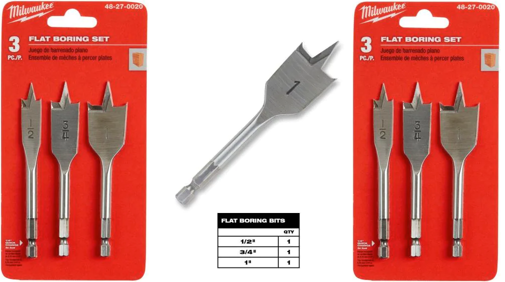 2 New Milwaukee 3 Piece Stubby Spade Bit Sets High Speed Drill Bits 48 ...