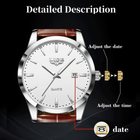 LIGE Men's Watch Quartz Analog Calendar Leather Strap Luminous Luxury ...