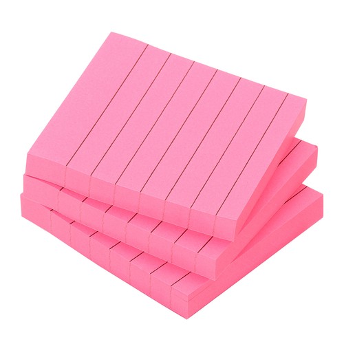 3 Pack 3"x3" Lined Sticky Notes, Self-Stick Note Pads 100 Sheets/Pad ...