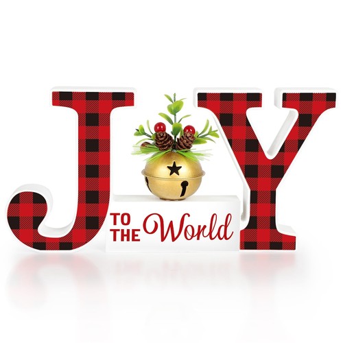 Christmas Table Decorations Indoor Xmas Wooden Joy Tabletop Merry ...