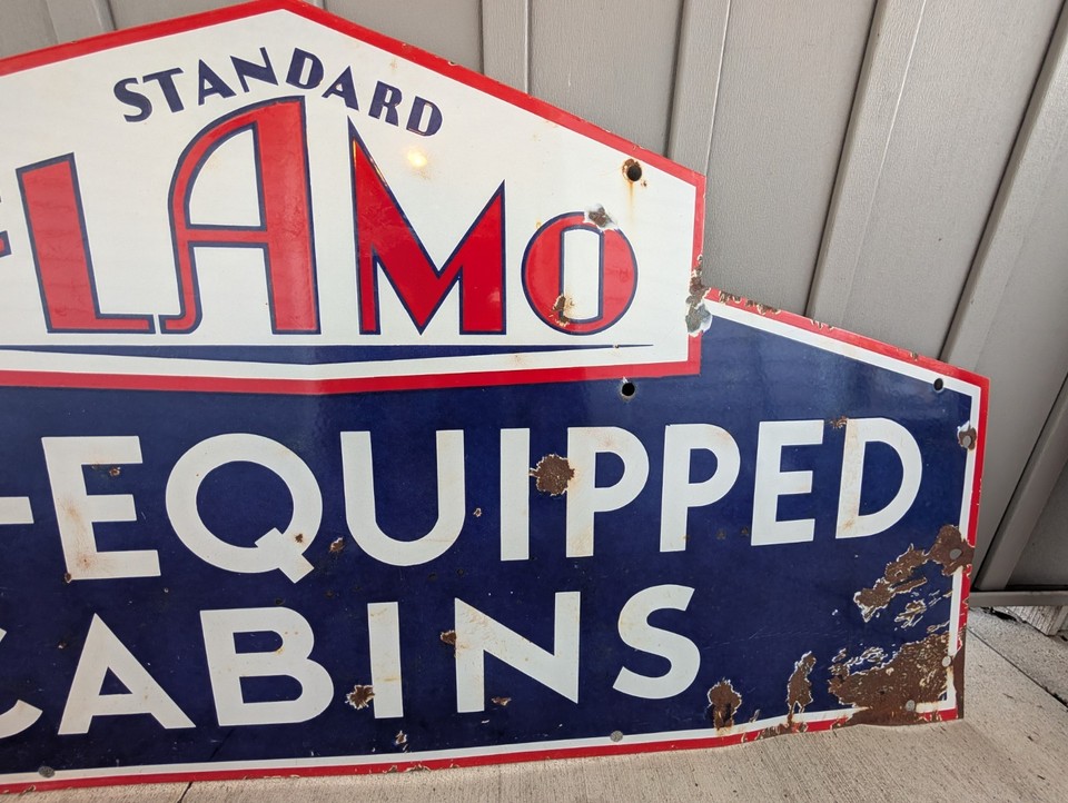 Large 60" Vintage 1930s Standard Oil "Flamo Gas Equipped Cabins" SSP ...