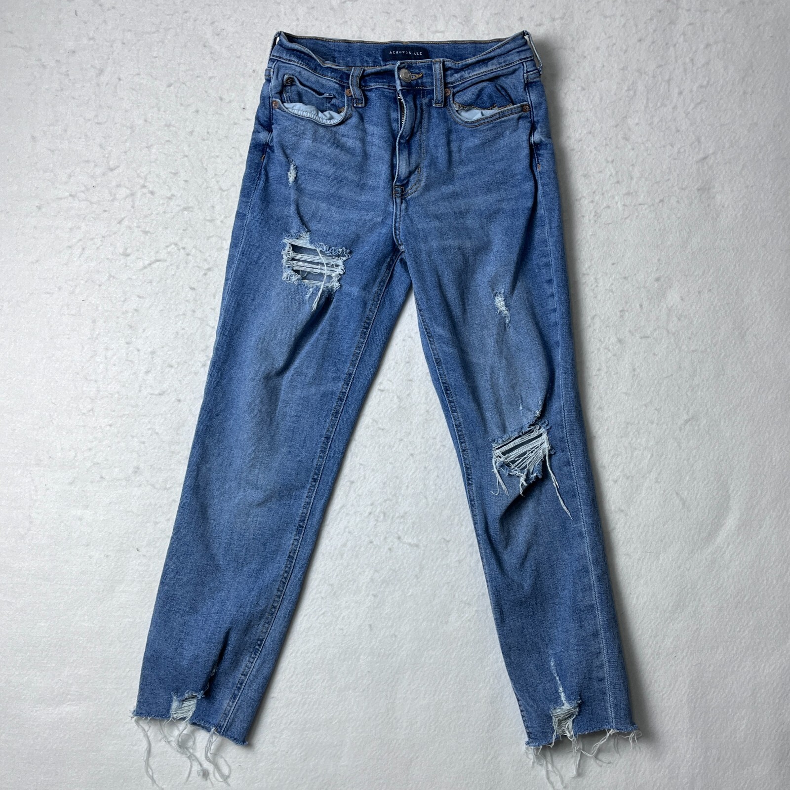 Aeropostale Denim Jeans Women Size 2 Reg Blue Distressed Ripped Cotton ...