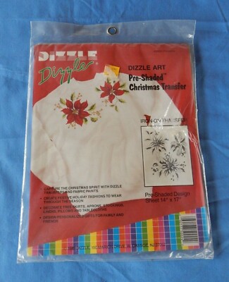 Dizzle Art Pre-Shaded Christmas Iron-On Transfer Poinsettia #50024 | eBay